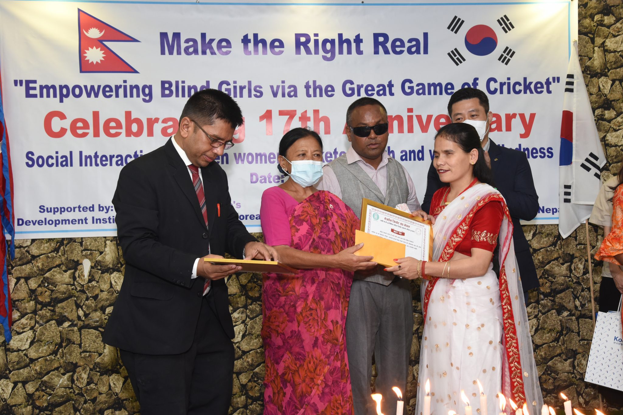 Bimala, Saarita and Nima received the third edition of Joti K.C blind ...
